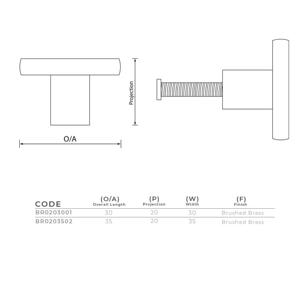 Kitchen button round knobs solid brass