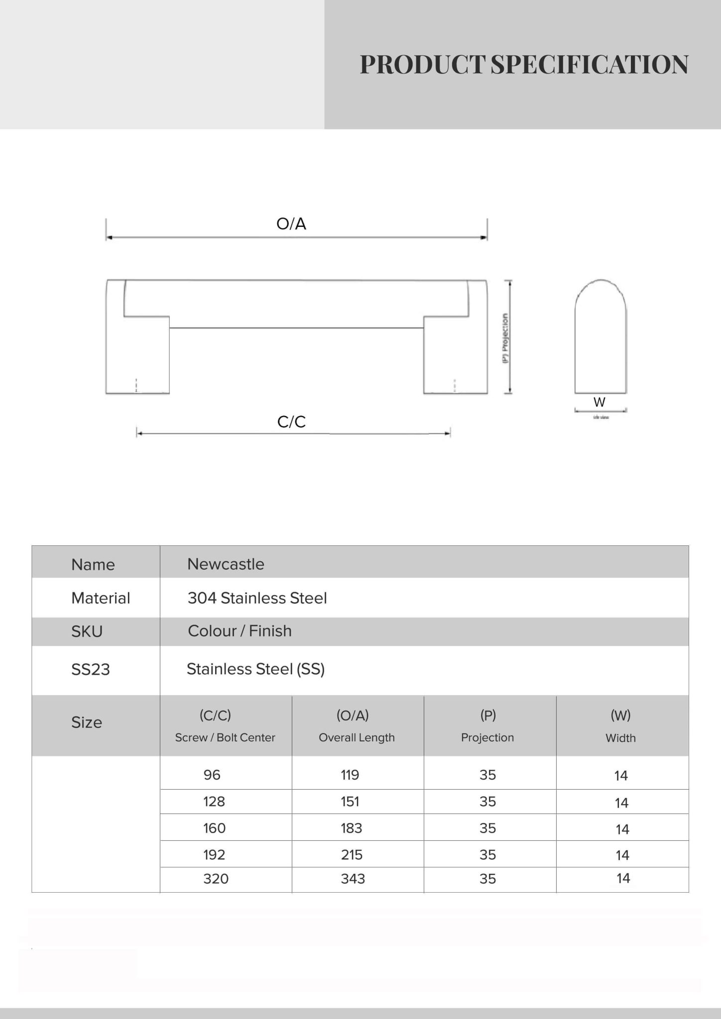 Contemporary Kitchen handles stainless steel newcastle