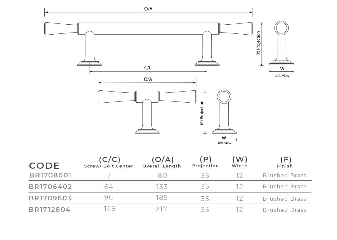 kitchen drawer handles Cronulla solid brass – Kitchen handles store